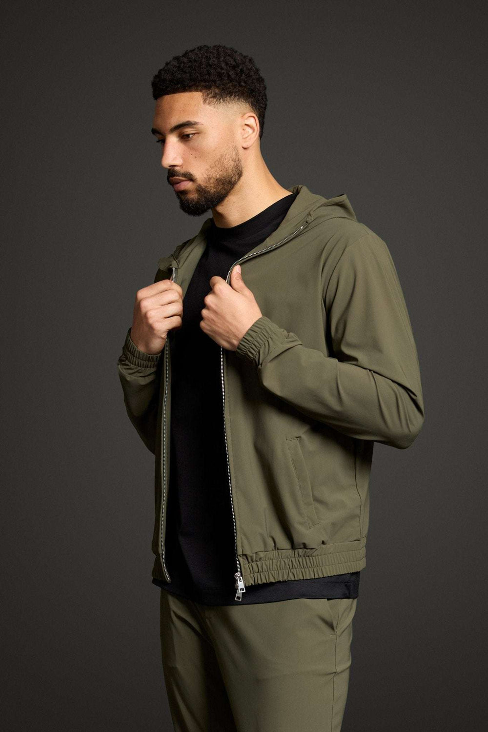 Dark Green Hooded Tech Suit – Smart Casual Herenpak | DIMANO