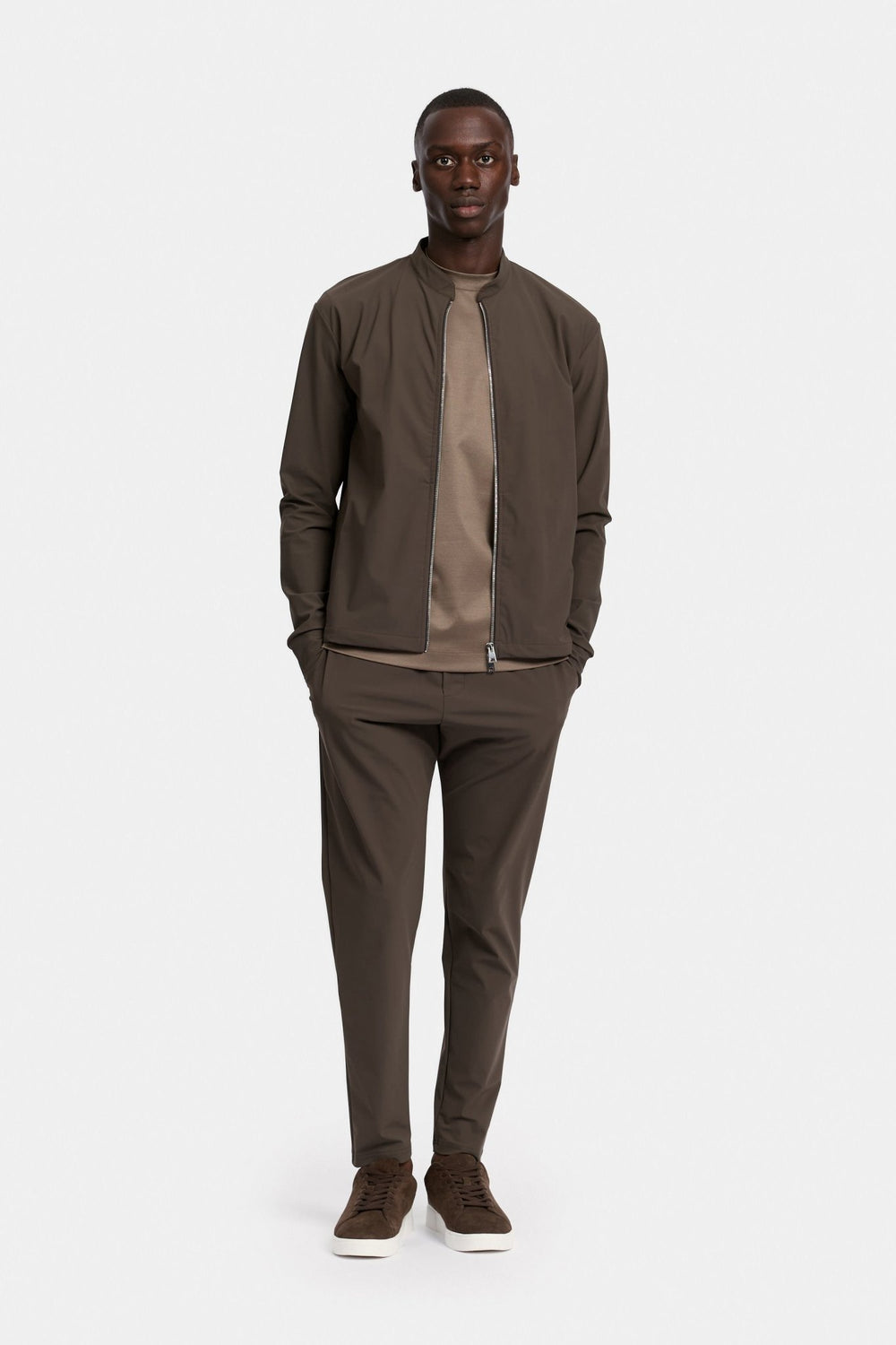 Mocha Brown Dynamic Tech Suit – Smart Casual Men’s Suit | DIMANO